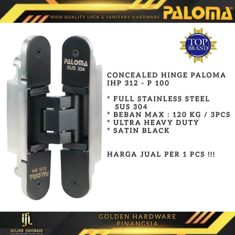 Jual PALOMA IHP 312 ENGSEL CONCEALED INVISIBLE HINGE ENGSEL TANAM PINTU ...