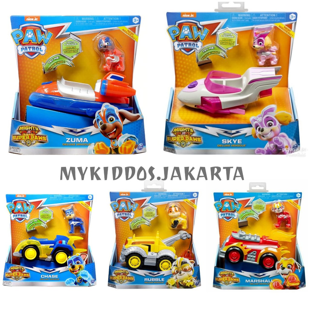 Jual Paw Patrol - Mighty Pups Super Paws - Figure With Deluxe Vehicle ...