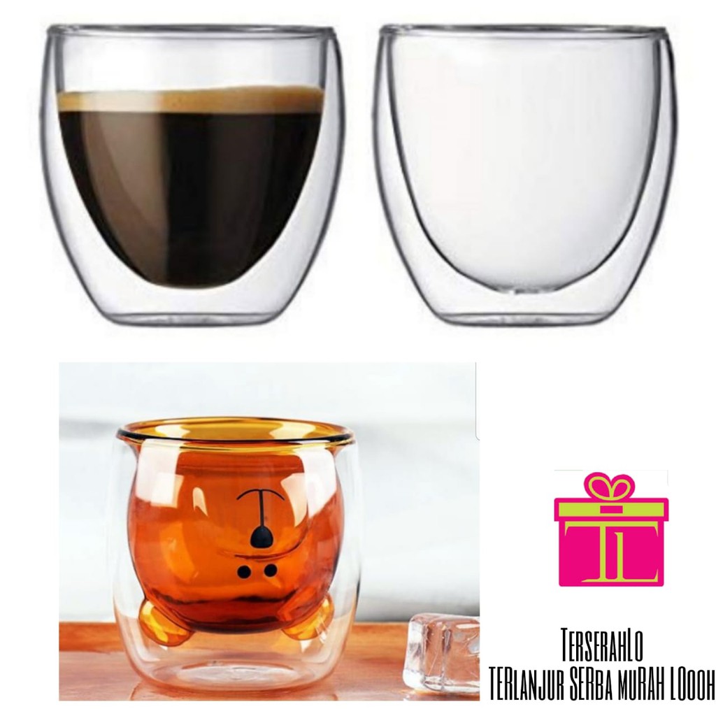 Jual Gelas dobel layer Double Wall Insulated cup Anti panas Gelas dua 2 lapis | Shopee Indonesia