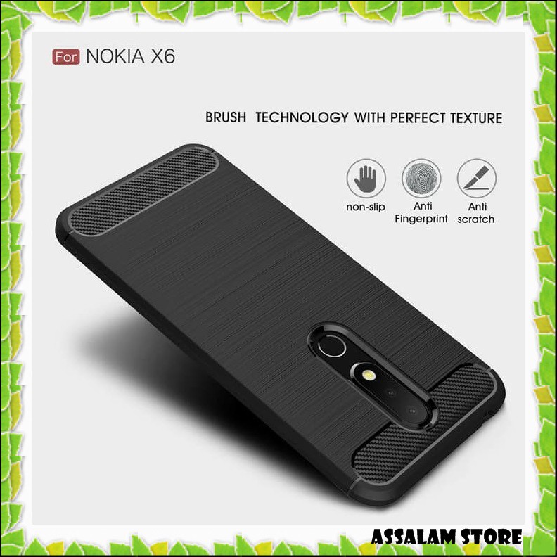 Jual CASING HP CASE FIBER LINE NOKIA 6.1 PLUS X6 SOFTCASE CARBON ...