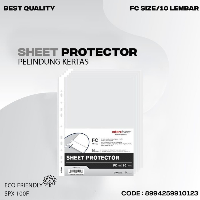 Jual SHEET PROTECTOR FC pelindung kertas binder map plastik ECO isi 10 ...