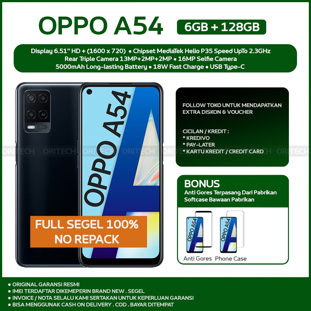 Jual OPPO A54 - 6GB/128GB - Battery 5000mah Fast Charging 18 Watt , USB ...