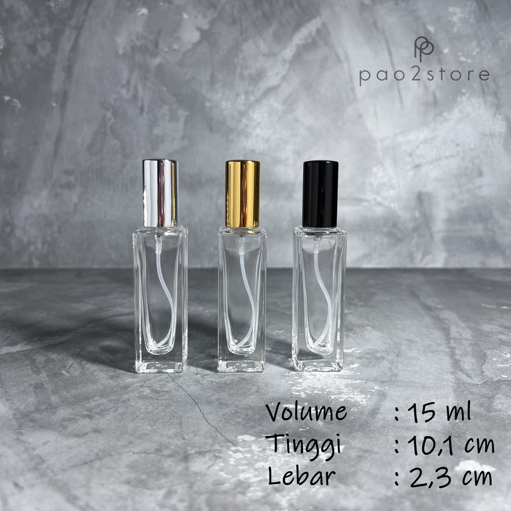 Jual Botol Spray 15ml Kaca TEBAL Model KOTAK Tutup Aluminium - Travel ...