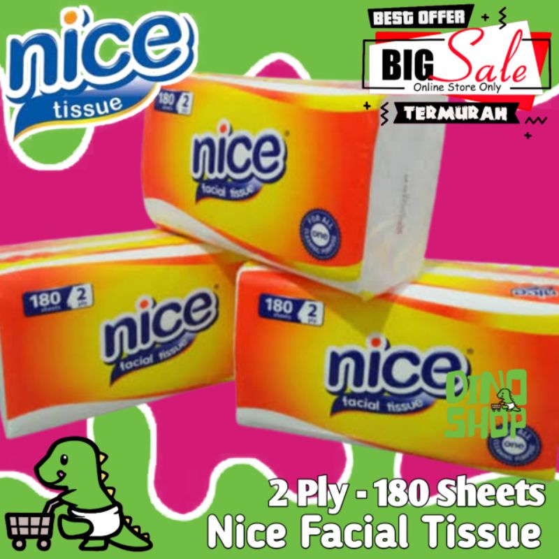 Jual Tissue Nice Facial Tissue 180 Sheets 2 Ply (360s kemasan terbaru ...