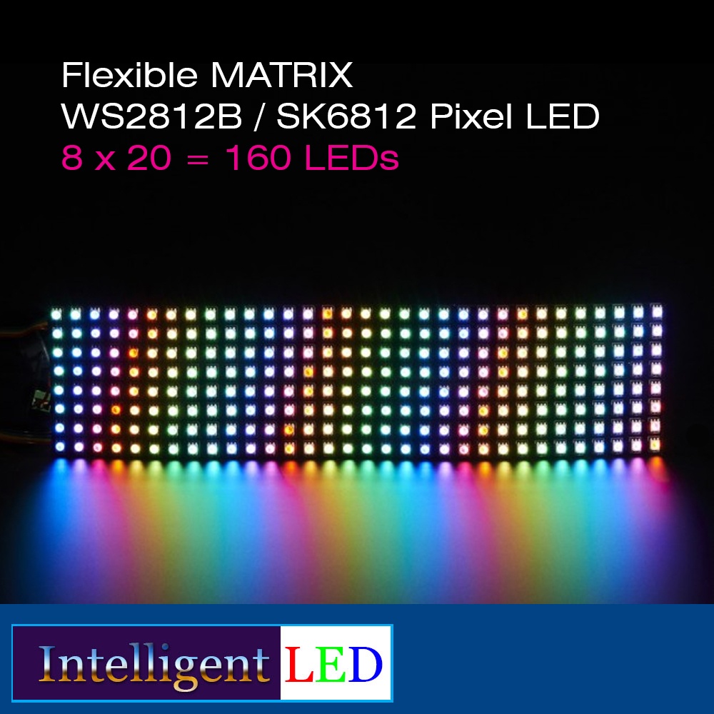 Jual Flexible MATRIX WS2812B / SK6812 Pixel LED 8 x 20 = 160 LEDs ...