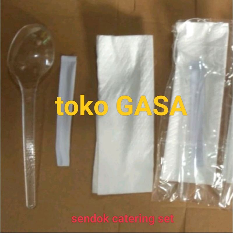 Jual 100set sendok bening catering packet /sendok paket putih-bening ...