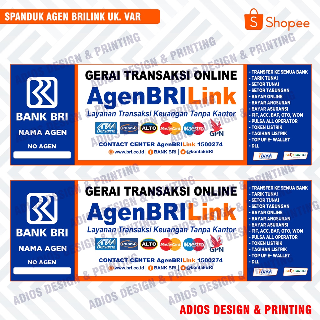 Jual Spanduk / Banner Agen Brilink Bank BRI | Shopee Indonesia