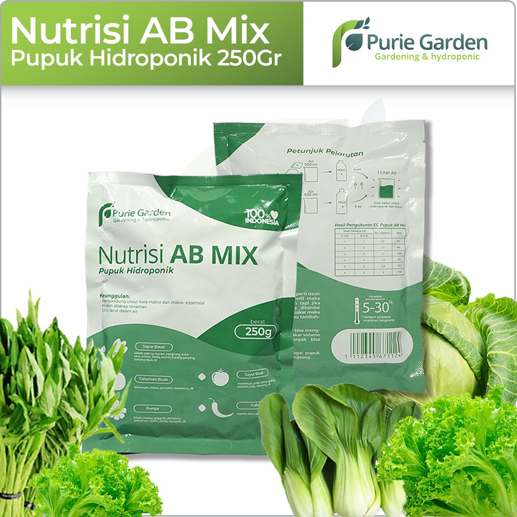 Jual Pupuk Hidroponik AB Mix Sayuran Daun- 250gr 100 Liter (1/2liter Pekat) | Shopee Indonesia