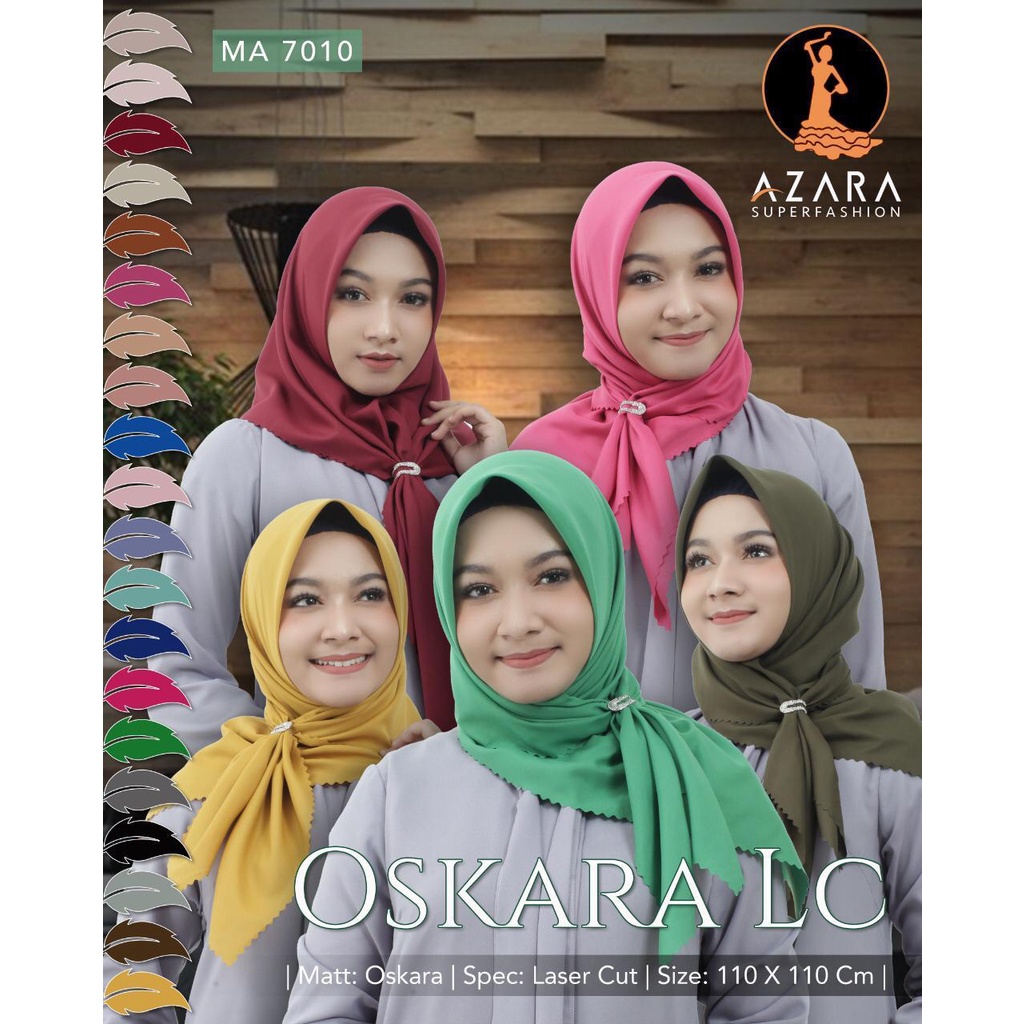 Jual HIJAB AZARA PREMIUM SEGIEMPAT VOAL OSKARA LASER CUT JILBAB POLOS ...