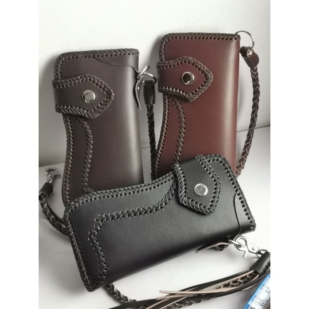 Jual Dompet kulit asli panjang Handmade manual sulam Clasic | Shopee ...