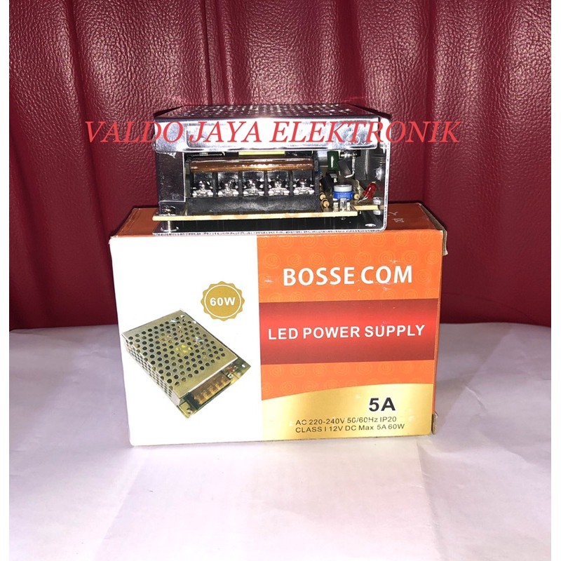 Jual BOSSECOM Trafo LED Strip 5A 12V LED Power Supply CCTV Travo Lampu ...
