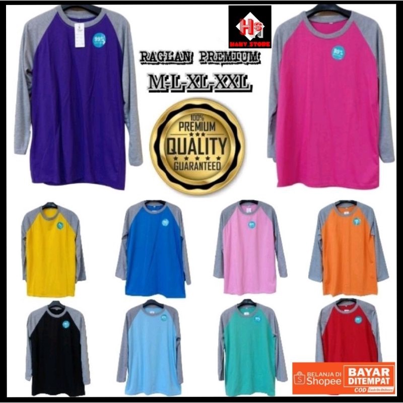 Jual Kaos raglan panjang premium cotton 24S | Shopee Indonesia