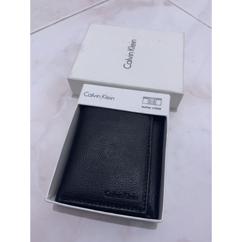 Jual [ORIGINAL] Calvin Klein Black Leather Trifold Wallet Man Dompet ...