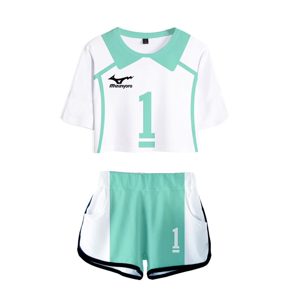 Jual baju Jersey Crop Top Shorts Setelan Baju Costume Anime Haikyuu ...
