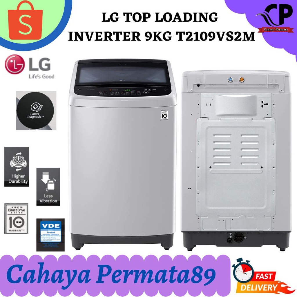 Jual LG Mesin Cuci T2109VS2M Top Loading 9 Kg Smart Inverter | Shopee ...