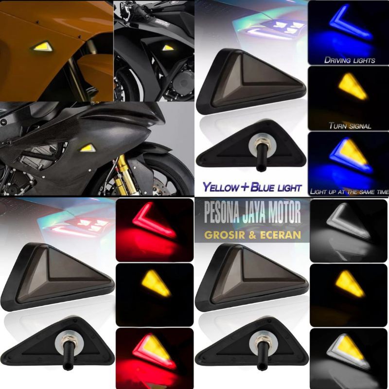 Jual Sen Tempel Lampu Sen Segitiga Neon 2 Mode Universal R15,Cbr150r,Gsx,Ninja,R25 & Motor Lain ...