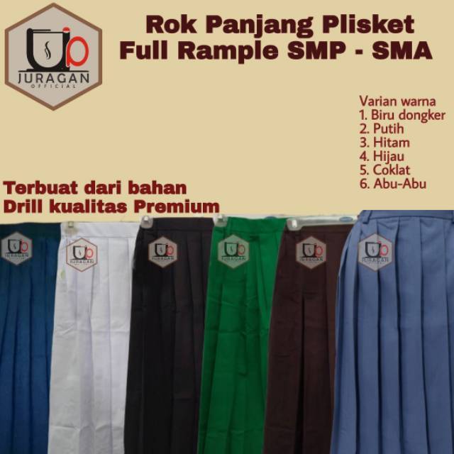 Jual JRG Rok Panjang Rempel Lipit Seragam Sekolah SMP/SMA/Kuliah/Pembina/Kerja Bahan Drill Super ...