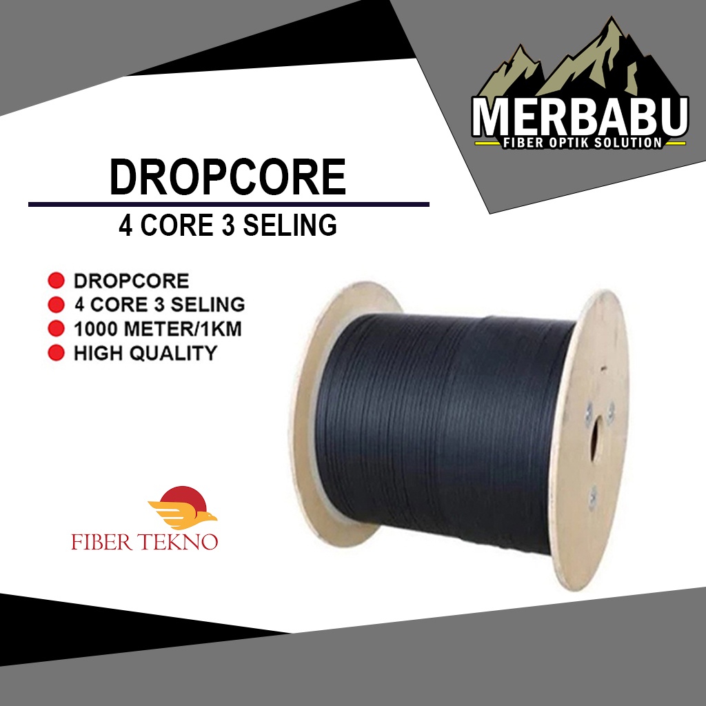 Jual Kabel Dropcore Fiber Tekno/Dropwire 4 Core 3 Seling 1Roll/1000 ...