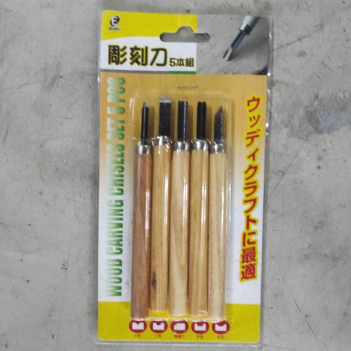 Jual Alat pahat ukir kayu set 5 pcs Wood carving chisel set 5 pcs ...