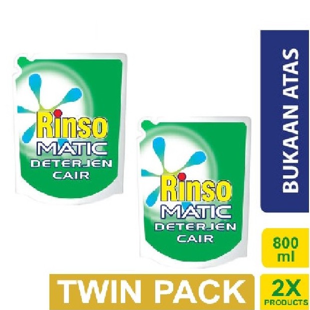 Jual Rinso Matic Liquid Top Load Pouch 800 ml Twin Pack | Shopee Indonesia