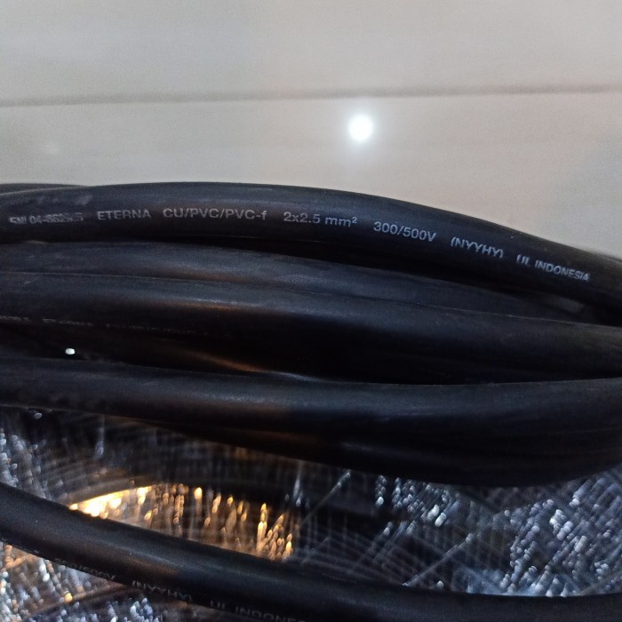 Jual [Per Meter] NYYHY 2 x 2.5mm / Kabel Serabut isi 2 Hitam / ETERNA ...