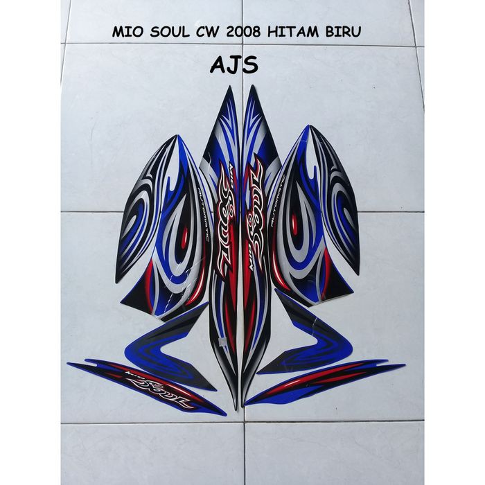 Jual Striping Sticker Motor Yamaha Mio Soul 2008 Hitam Biru dunate ...
