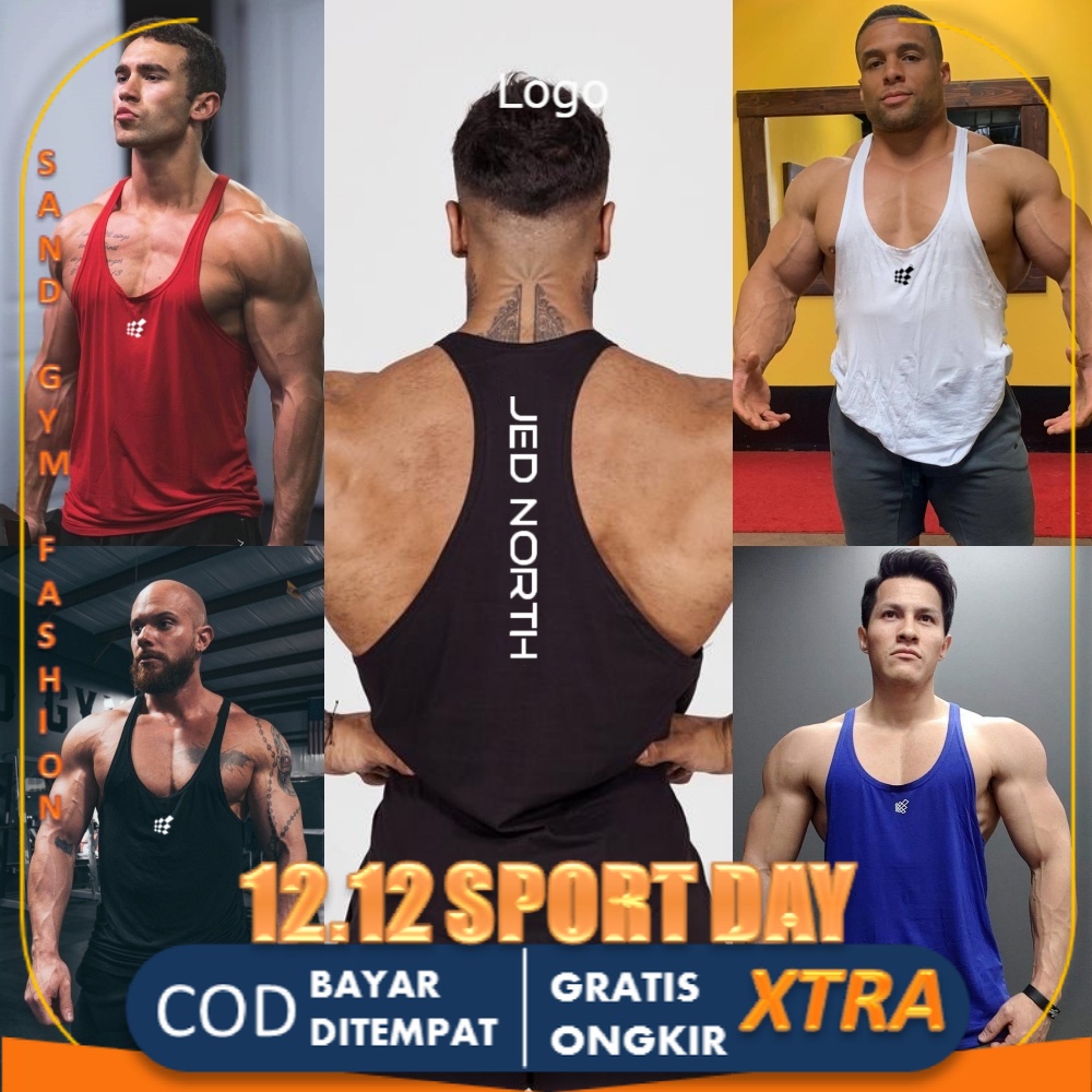 Jual SINGLET GYM PRIA FITNESS OLAHRAGA RUNNING CROSSFIT SPORT STATION ...