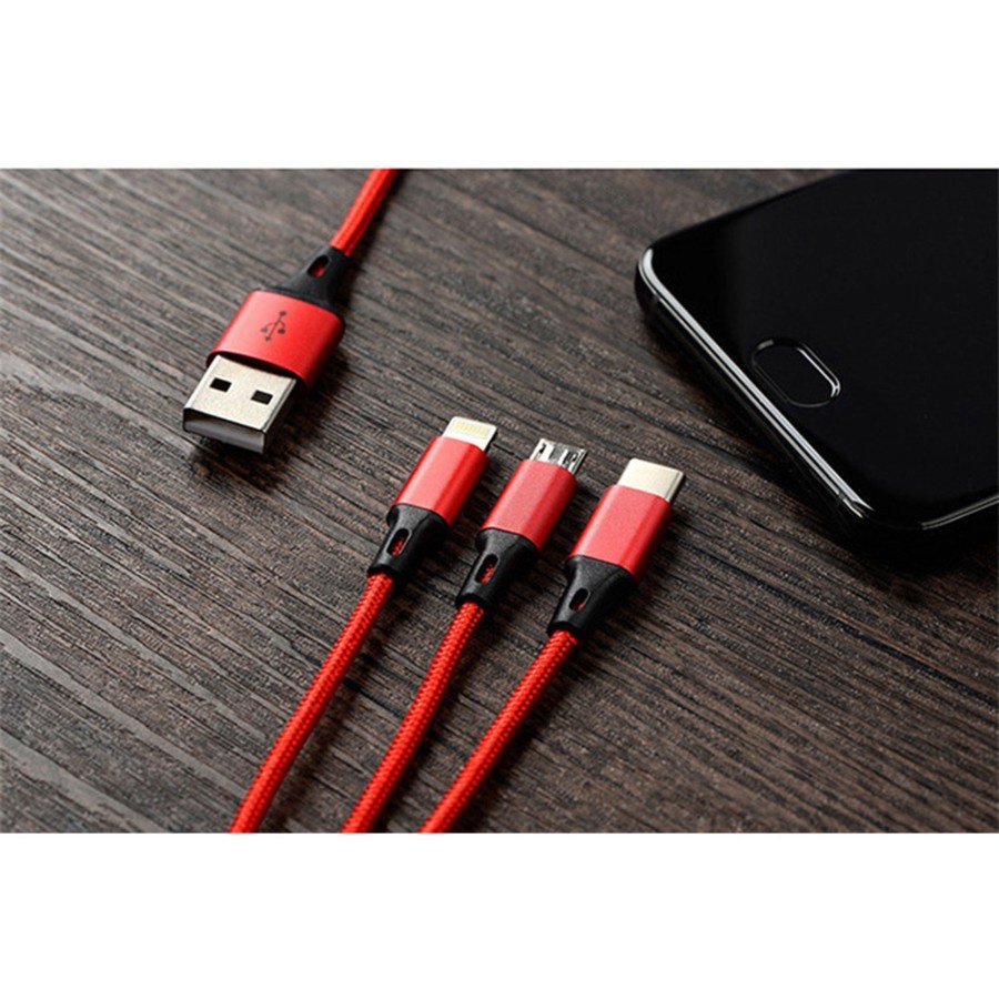 Jual Kabel Charger Android [Lightning + Micro Usb + Type C] 3 in 1 ...
