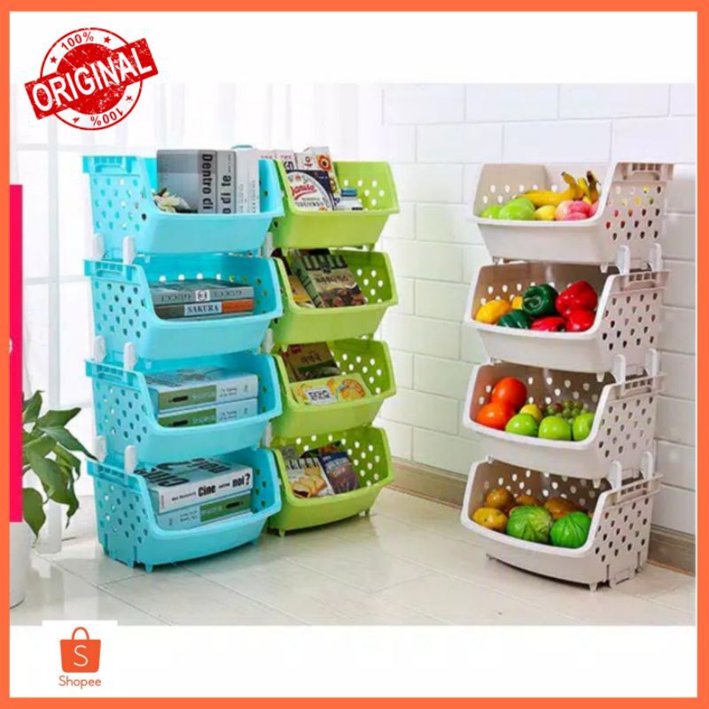 Jual [COD]Rak Plastik Susun 4 Tingkat Rak Multifungsi Awet Dan Tahan ...