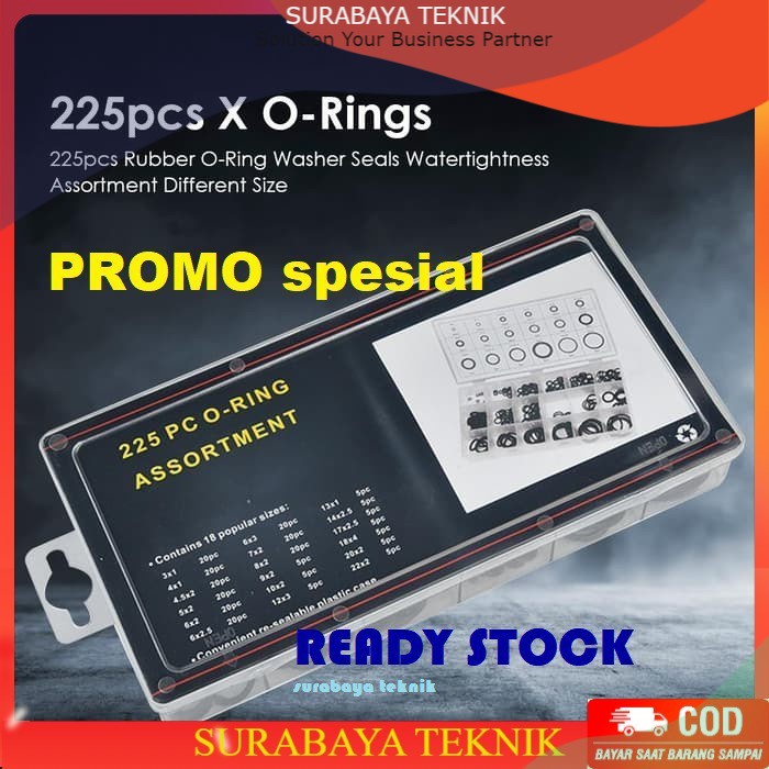 Jual 225pcs ORING SEAL KARET BLACK NITRILE RUBBER O RING GASKET HITAM | Shopee Indonesia