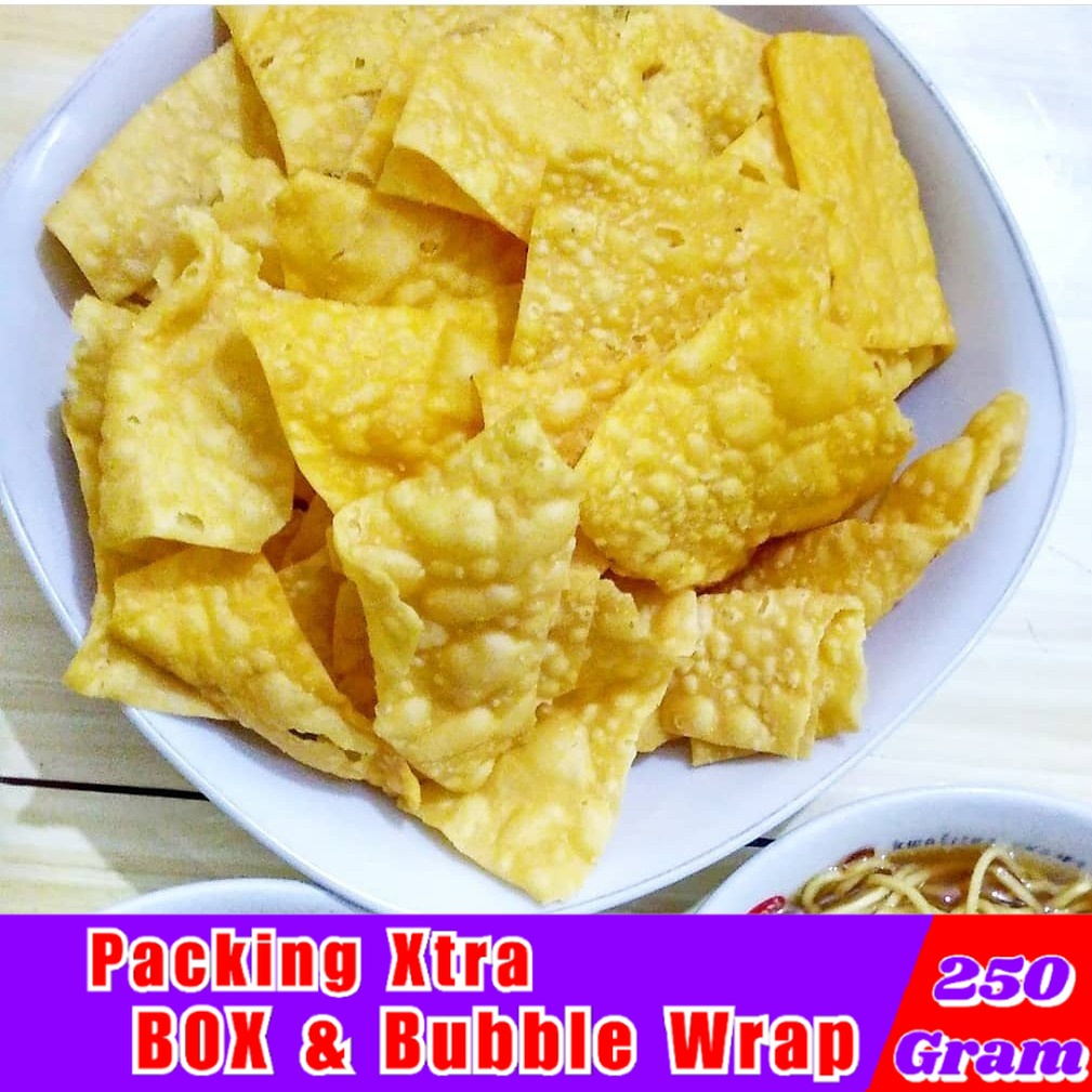 Jual Jajanan Jadul Pangsit Bawang 250gr / Keripik Kulit Pangsit Gurih ...