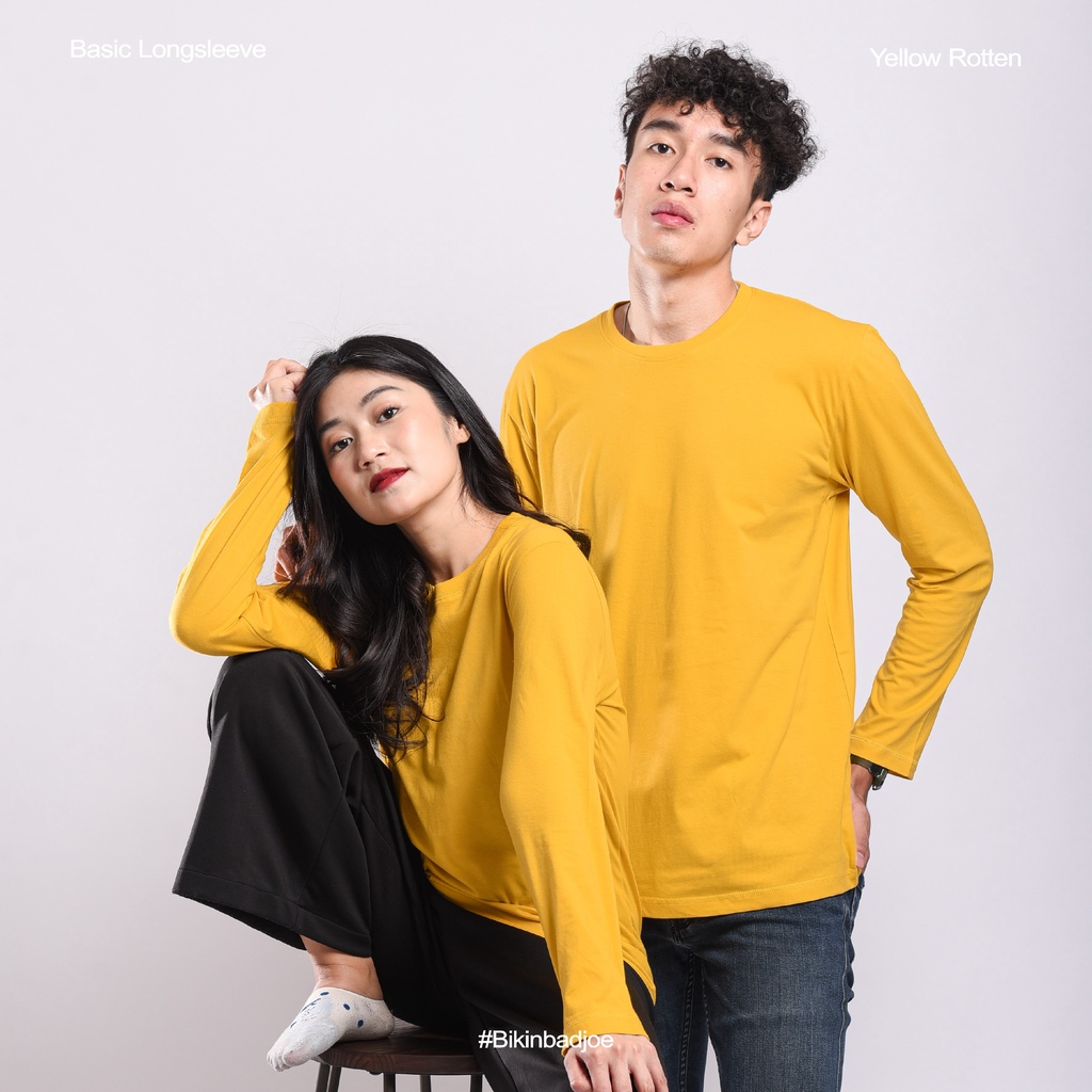 Jual BIKINBADJOE - KAOS POLOS PANJANG - KUNING MUSTARD KUNING BUSUK ...