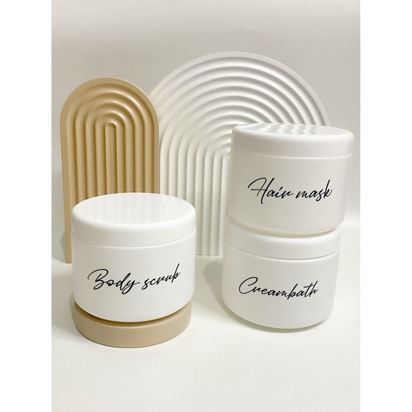 Jual Tempat lulur 500ml STICKER HITAM . body scrub Hair mask creambath ...