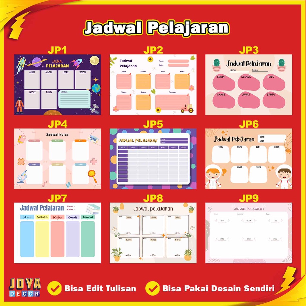 Jual Poster Jadwal Pelajaran Sekolah Aesthetic Kegiatan Mingguan ...