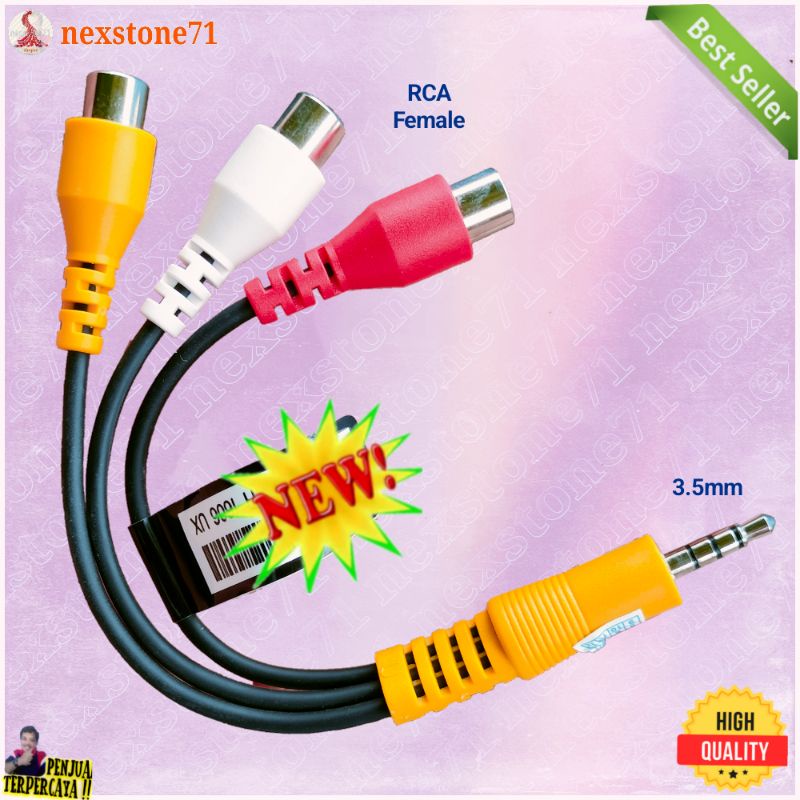 Jual Kabel Aux 3.5mm Male Stereo To 3 RCA Female Audio Video AV Adapter ...
