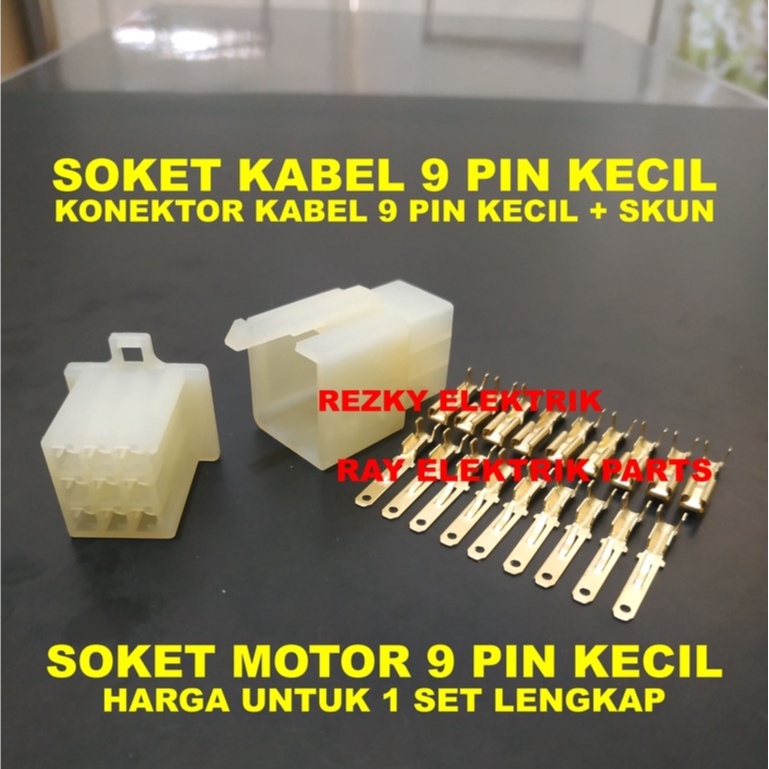 Jual Soket Kecil 9 Pin NYLON + Skun/ Soket Kabel 9 Pin Kecil NYLON ...