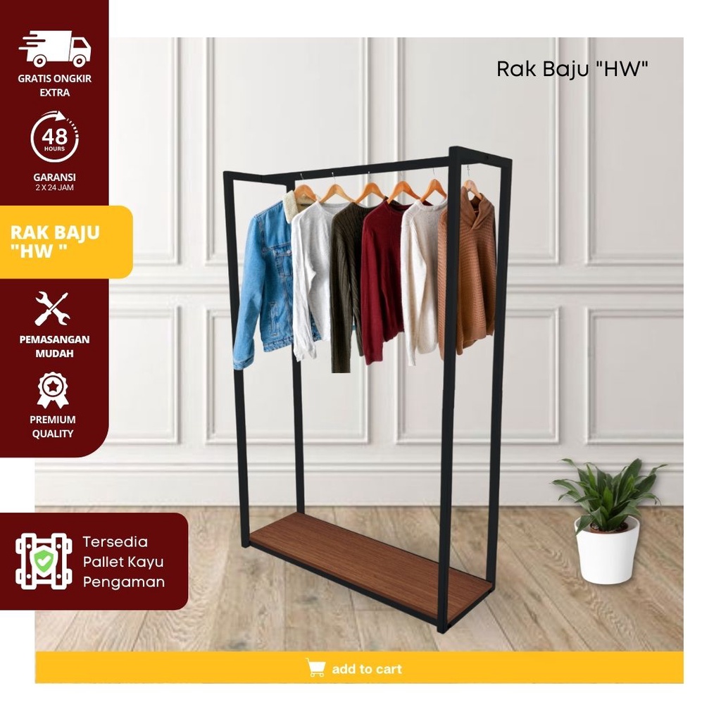 Jual RAK BAJU HW - gawang baju besi dan kayu - gantungan baju murah ...