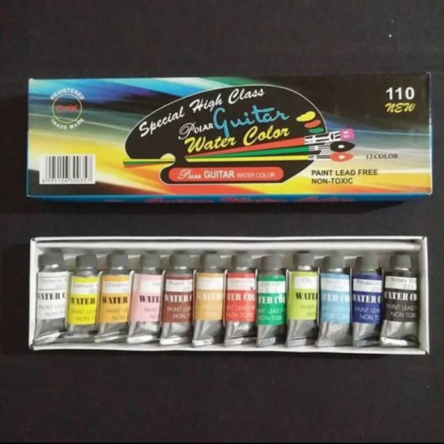 Jual Cat Air Polar Guitar Water Color 1 Set 12 Warna | Shopee Indonesia