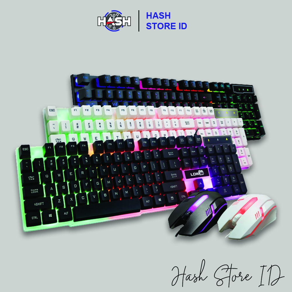 Jual Keyboard mouse gaming LED RGB Set bundle paket keyboard dan mouse ...