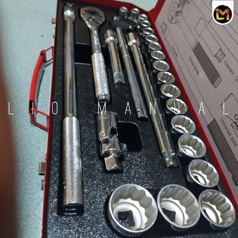Jual socket wrench set AIGO 1 2 INCH 25 pcs kunci shock set 25 pcs 1 2 ...