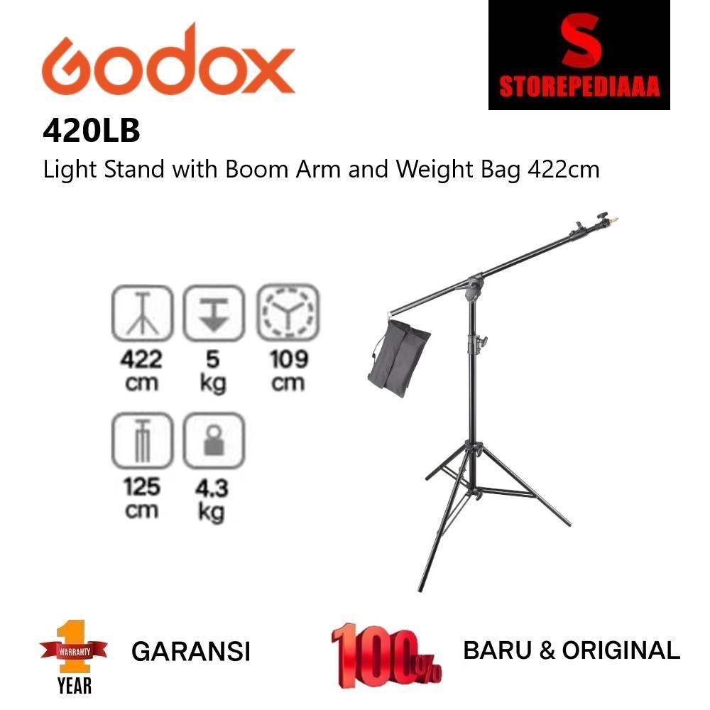 Jual Godox 420LB Light Stand with Boom Arm and Weight Bag 422cm 420-LB | Shopee Indonesia
