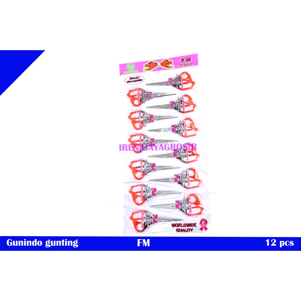 Jual GUNINDO Gunting Kertas FM Pak 12 Pcs Gunting Kain Stainless Steel ...