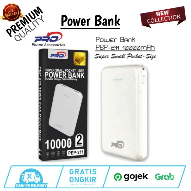 Jual POWER BANK PEP 211 ORIGINAL PRO SLIM LED 2 USB 10.000 MAH | Shopee ...