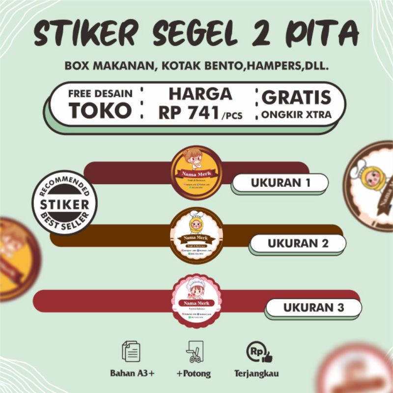 Jual Stiker Box Makanan 2 Pita Cocok Untuk Kotak Nasi,Kotak Bento ...