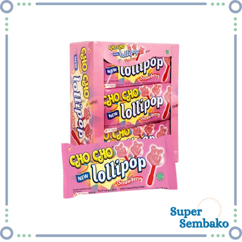 Jual GULA GULA PERMEN CHOCHO LOLLIPOP RASA STRAWBERRY / STROBERI 10g ...