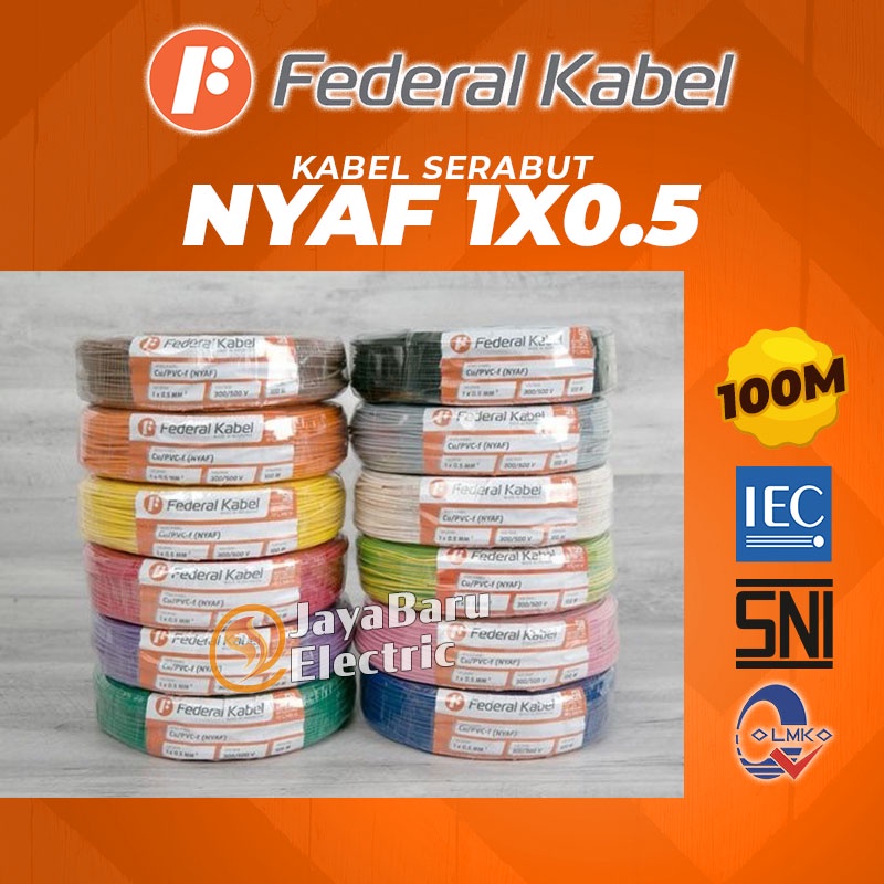 Jual Kabel Listrik FEDERAL NYAF 0.5 1x0.5 1x0,5 mm Serabut roll 100m | Shopee Indonesia