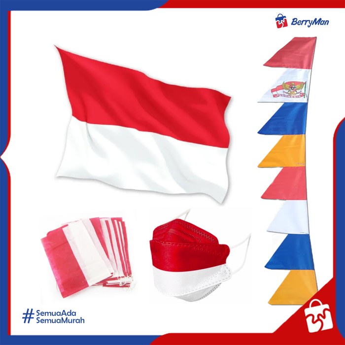 Jual BENDERA MERAH PUTIH Indonesia - UMBUL UMBUL Warna Warni Logo Garuda | Shopee Indonesia