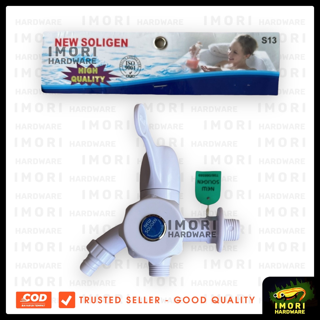 Jual SOLIGEN Kran Tembok PVC Chrome Cabang 2 Double Shower Toilet keran ...