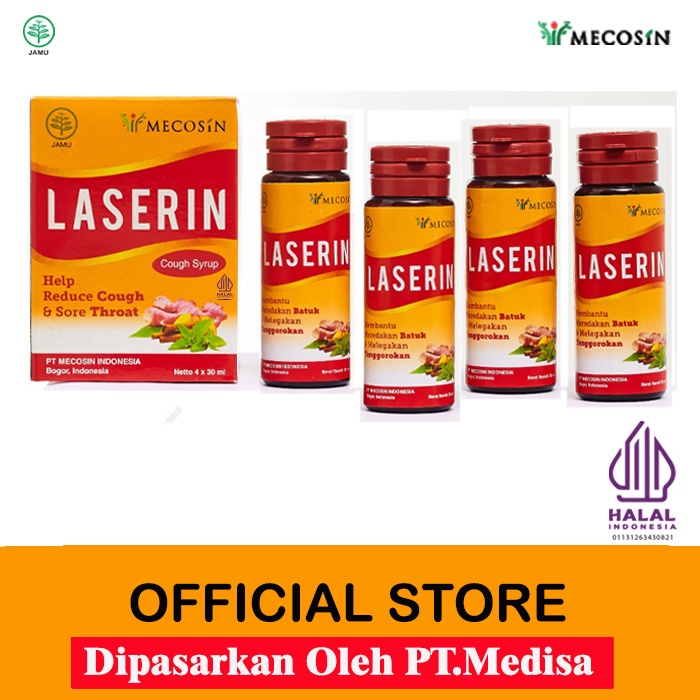 Jual LASERIN 30 ml | Sirup Obat Batuk Herbal |1 Box Isi 4 Botol @30ml ...