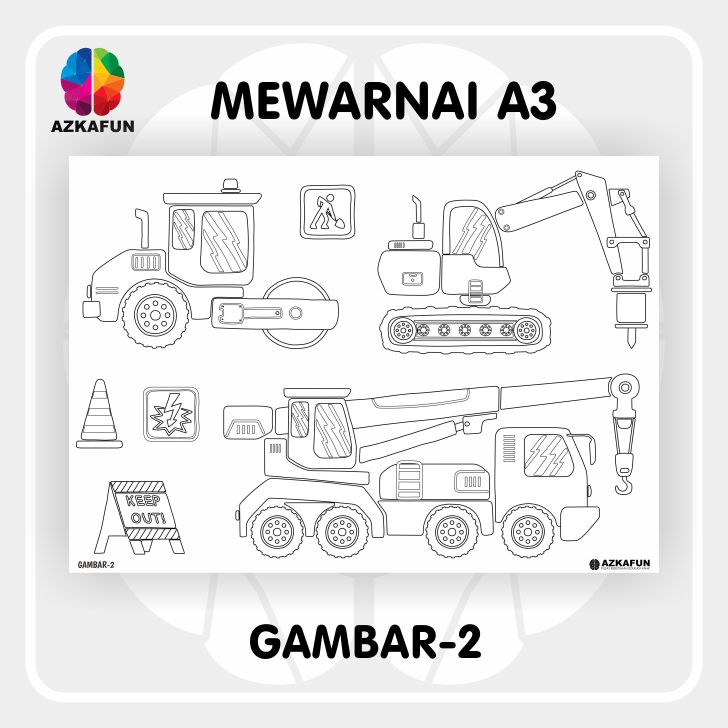 Jual Kertas Mewarnai A3 ALAT BERAT - Mewarnai kendaraan traktor ...